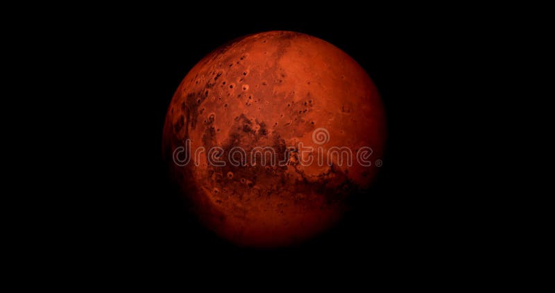 Planet Mars Sun Rise Isolate on Dark. Front View of Mars Planet from 3d ...