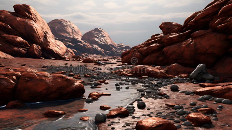 Planet Mars, View of Arid Environment, Rocks and Space View Stock Photo ...