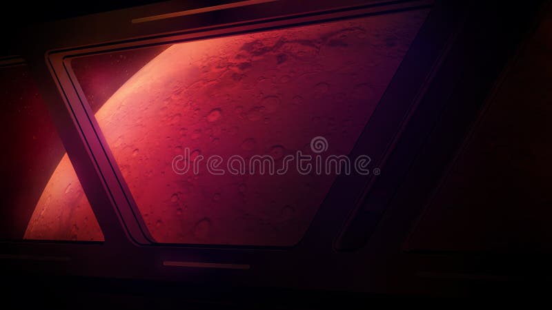 Mars in the Windows of an Approaching Spacecraft. Stock Illustration ...