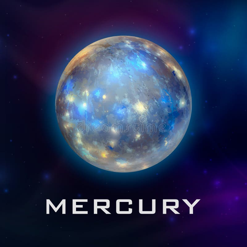 Planet Mercury. Vector 3d Realistic Space Planet in Space Starry Sky ...