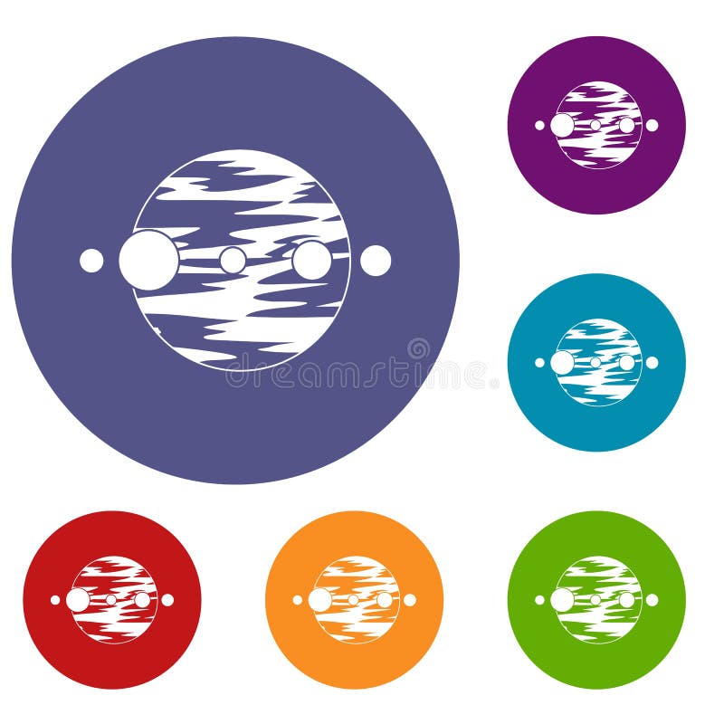 Planet and moons icons set stock vector. Illustration of world - 96575132