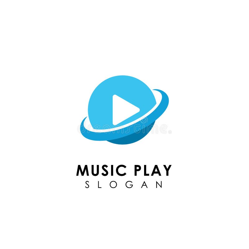 Planet Music Player Logo Design Template. Music Play Icon Symbol Stock ...