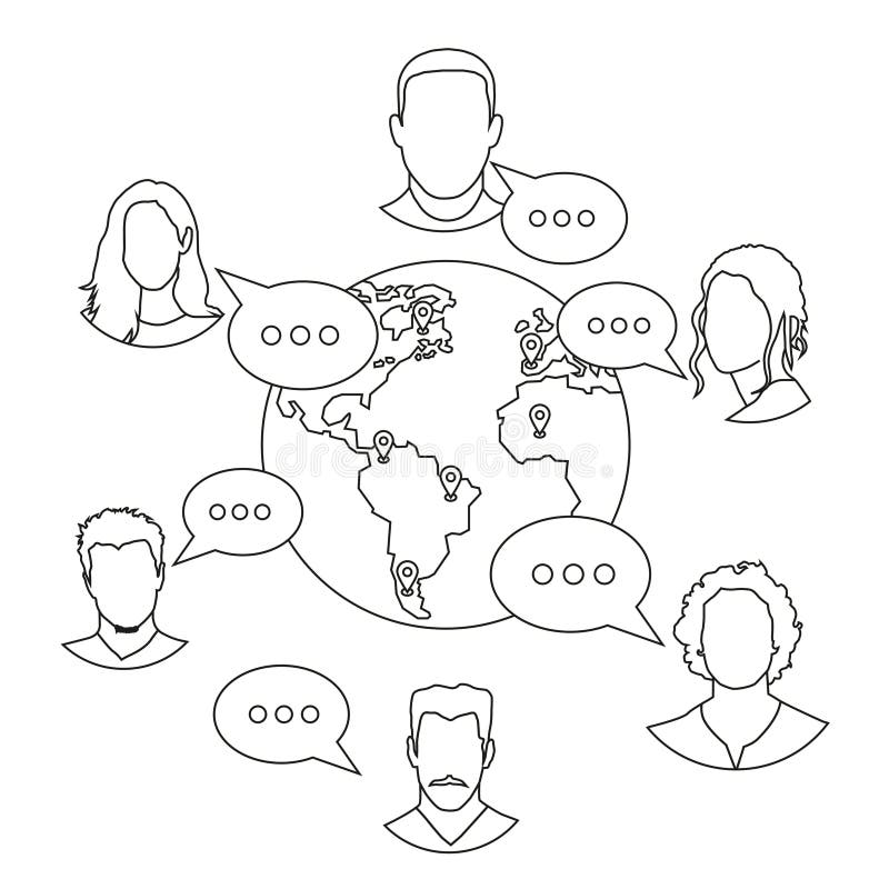 Planet in Network Chat. Chat with Friends from All Over the World Stock ...