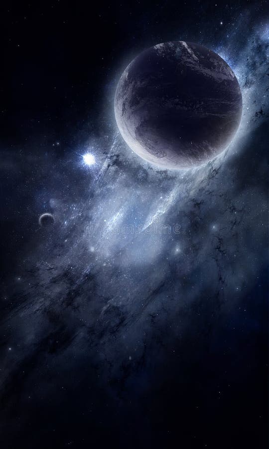 Planet in the Night Sky among the Stars, Space Abstract Illustration ...