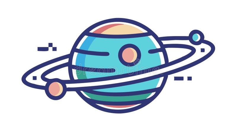 Planet with Orbital Path for Space Exploration and Mapping, Vector ...