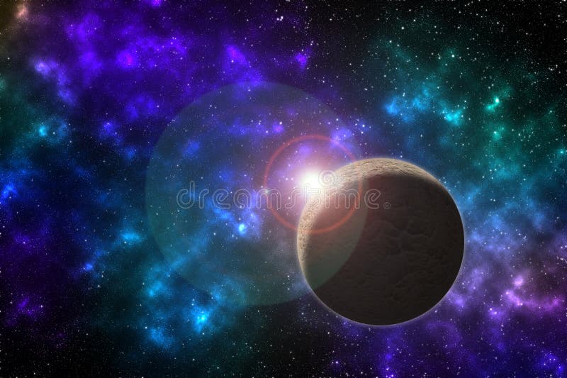 Planet in Outer Space. Imaginary View of Planet Earth in a Star Field ...