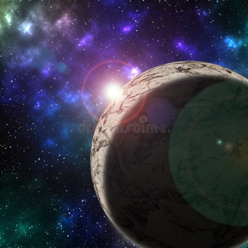 Planet in Outer Space. Imaginary View of Planet Earth in a Star Field ...