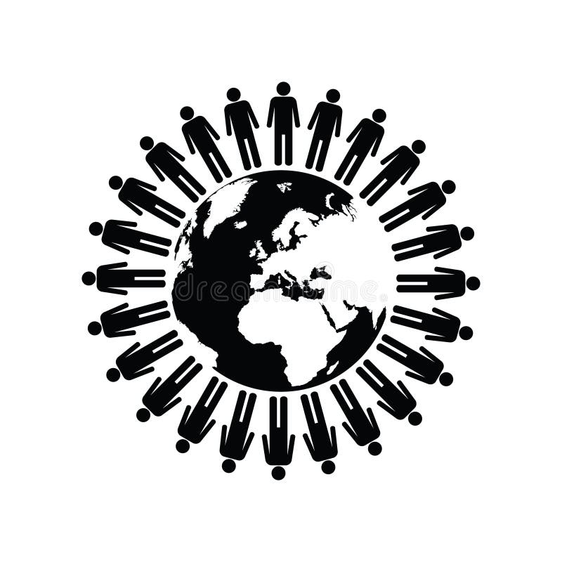 Planet with People Black Vector Stock Vector - Illustration of planet ...