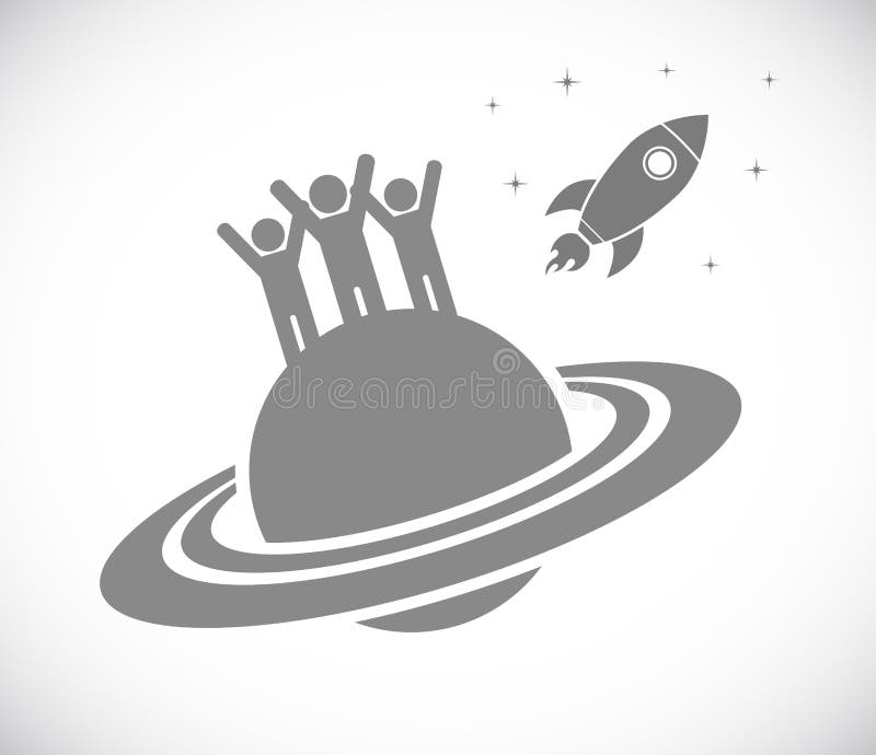 Planet with people icon stock vector. Illustration of communication ...