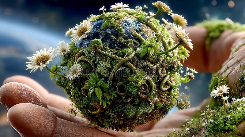 The Planet of Plants and Trees is in the Hands of Man Stock Photo ...