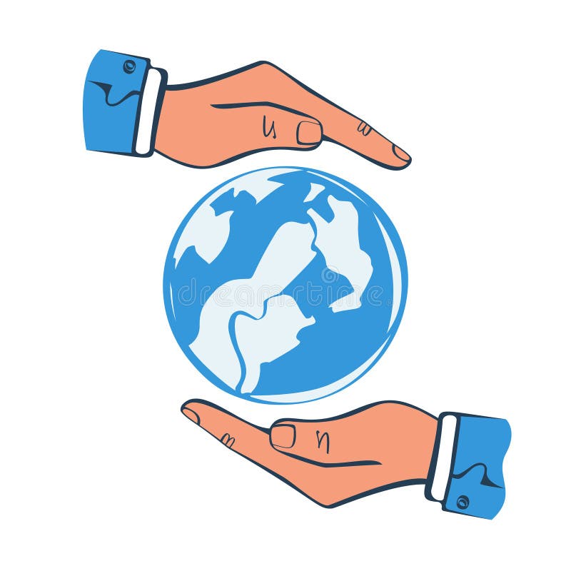 Planet Protection Concept. Globe in Hands Icon Stock Illustration ... Planet Protection Concept. Globe in Hands Icon Stock Illustration ...