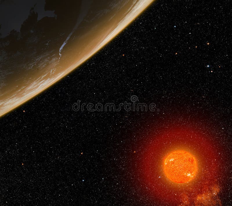 Planet with red star. stock illustration. Illustration of field - 33254548