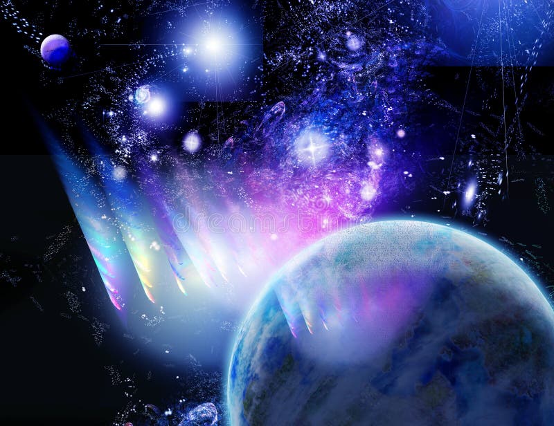 A Planet is in a Refulgency Stock Illustration - Illustration of clouds ...
