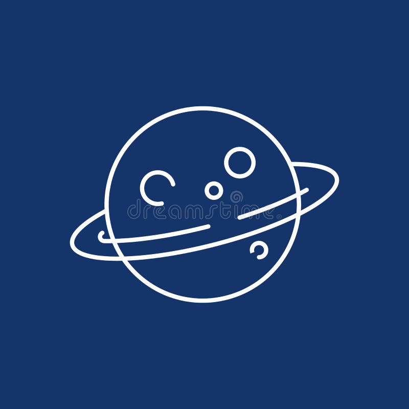 Planet with Ring Icon in Outline or Monoline Style Stock Vector ...