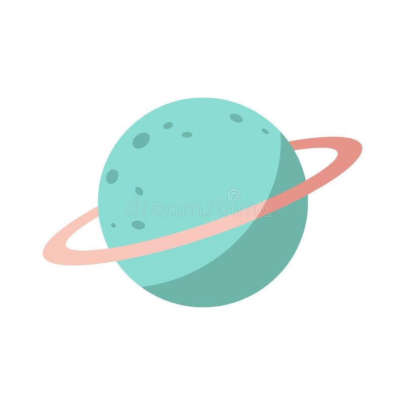 Planet with Ring Orbiting Space Object Blue and Pink Vector ...
