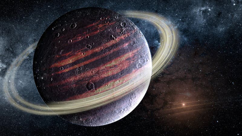Planet with Rings in Deep Space. Science Fiction Fantasy Stock Photo ...