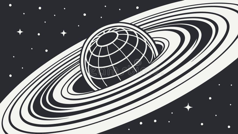 Planet with Rings and Globe, Cosmic and Global View Vector Design ...
