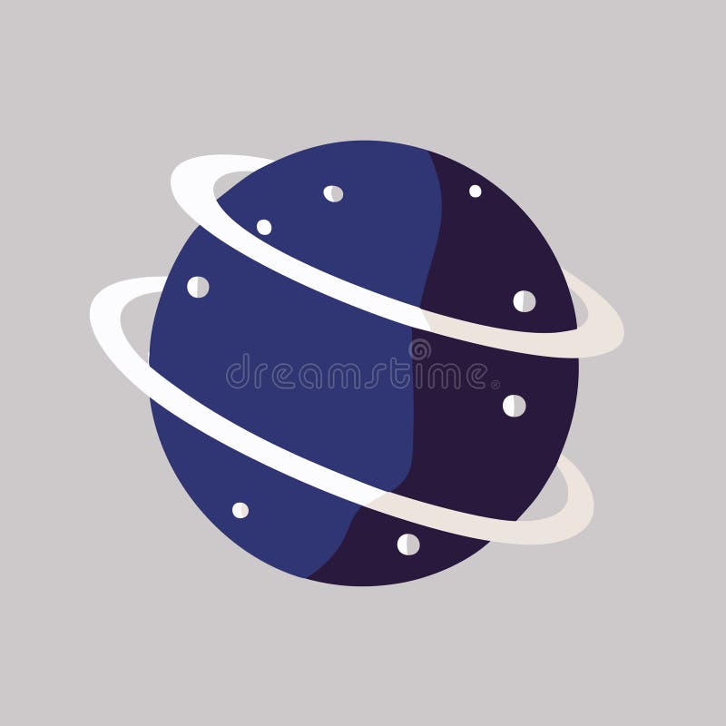 Planet with Rings Icon in Trendy Flat Style Isolated on Grey Background ...
