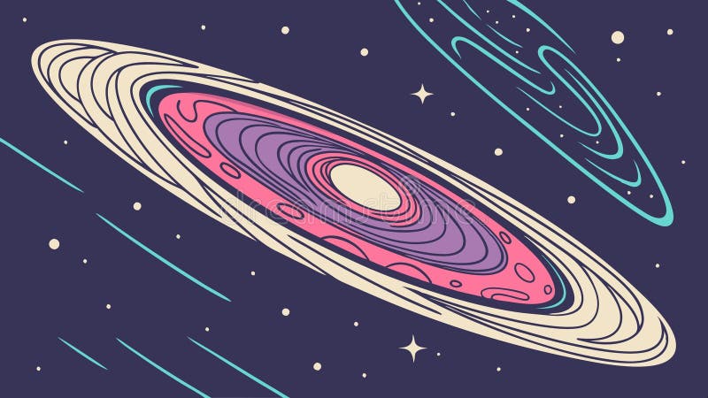 Planet with Rings and Lines, Cosmic and Abstract Design Vector Design ...