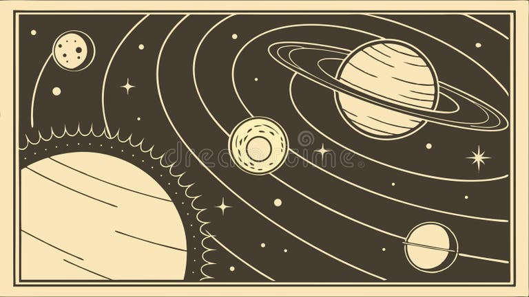Planet with Rings and Moons, Space and Astronomical Objects Vector ...