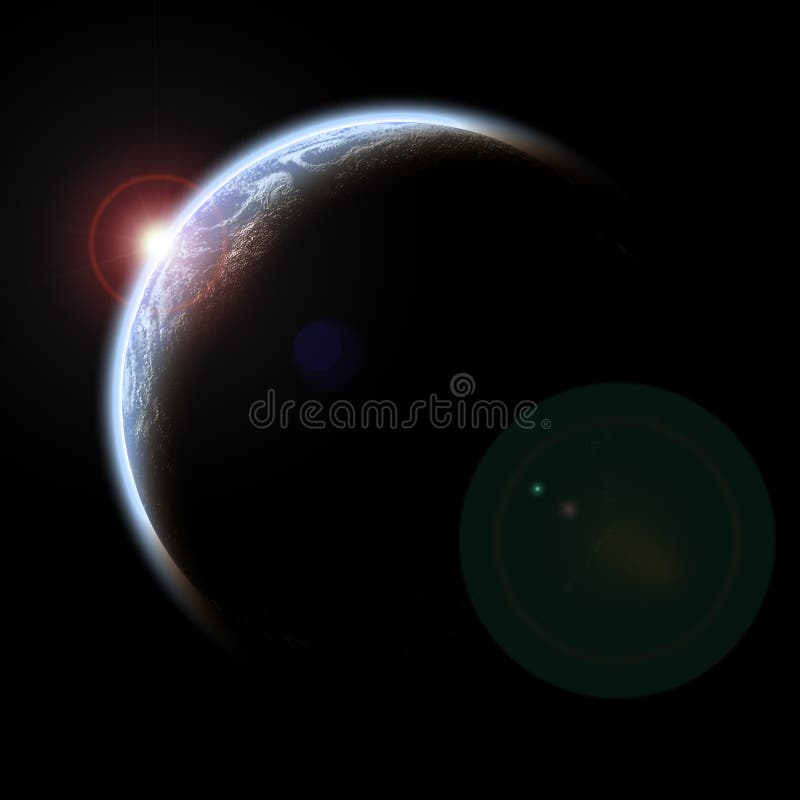 Planet with Rising Sun stock illustration. Illustration of solar - 13105081