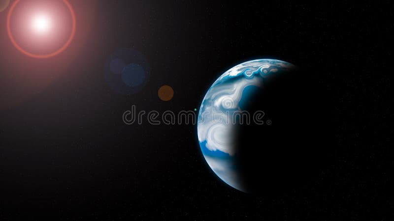 Planet with Rising Sun stock illustration. Illustration of night - 51528135