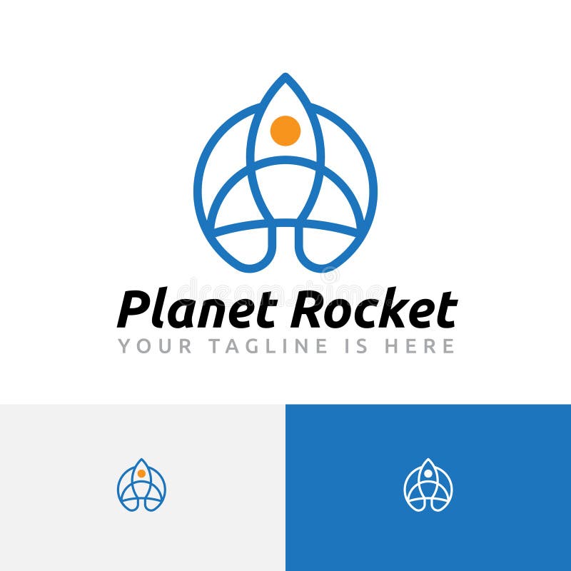 Planet Rocket Space Ship Craft Explorer Line Logo Stock Illustration ...