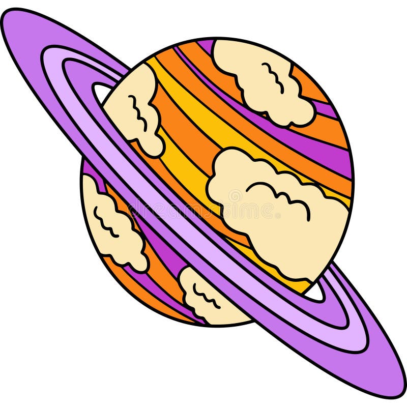 Planet Saturn Cartoon Colored Clipart Illustration Stock Vector ...