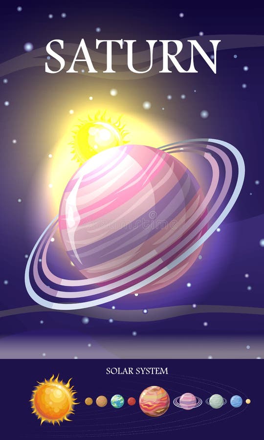 Planet Saturn i solsystem vektor illustrationer. Illustration av ...