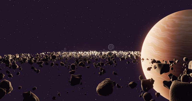 Planet Saturn or Jupiter Close-up with Rocks Ring Stock Illustration ...