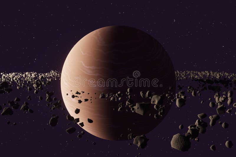 Planet Saturn or Jupiter Close-up with Stone Ring in Space Stock ...