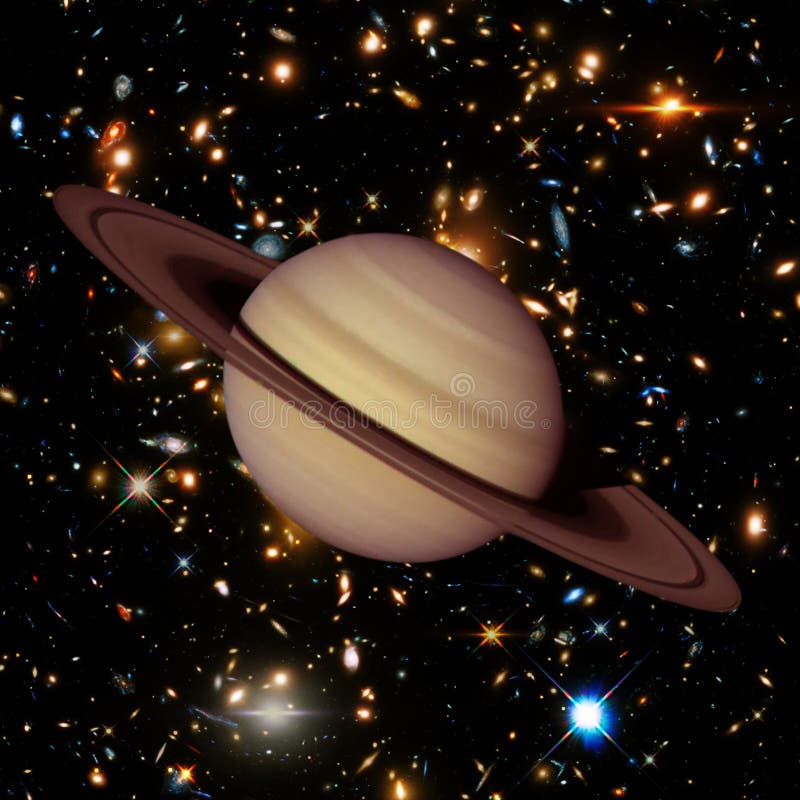 Planet Saturn, with Space Background. Galaxies and Stars on the ...