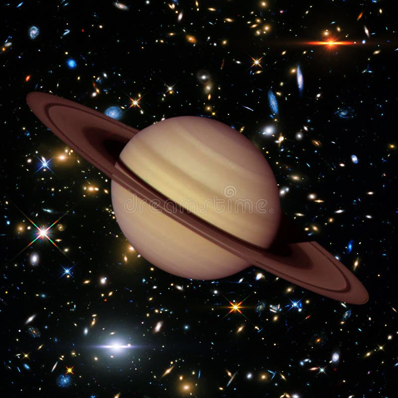 Planet Saturn, with Space Background. Galaxies and Stars on the ...