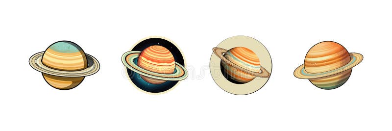 Planet Saturn Sticker Set. Vector Illustration Design Stock ...