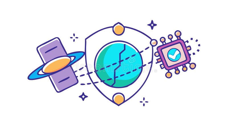 Planet Security Satellite Icon Vector, Global Cyber Defense, Vector ...