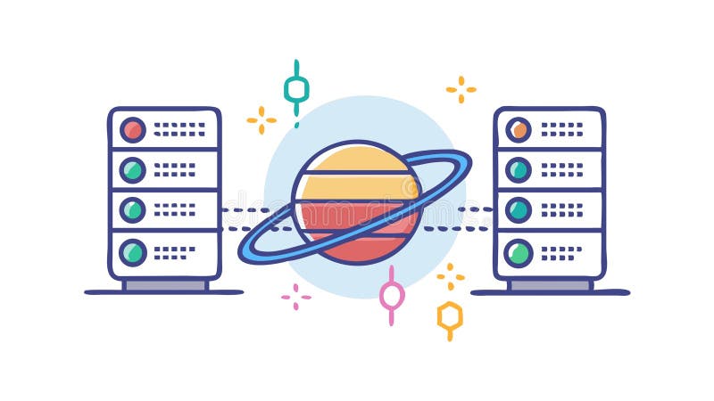 Planet with Servers and Network Connections, Global Cloud, Vector ...