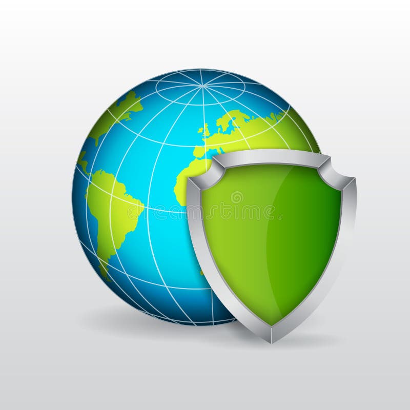 Planet with shield stock vector. Illustration of guardian - 29367008