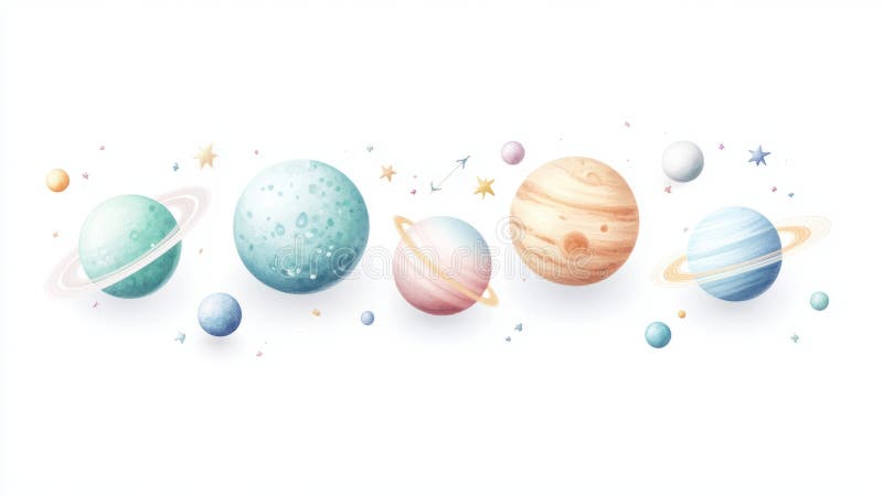 Planet Solar System, Bright 2D Depiction of Planets Including Venus and ...