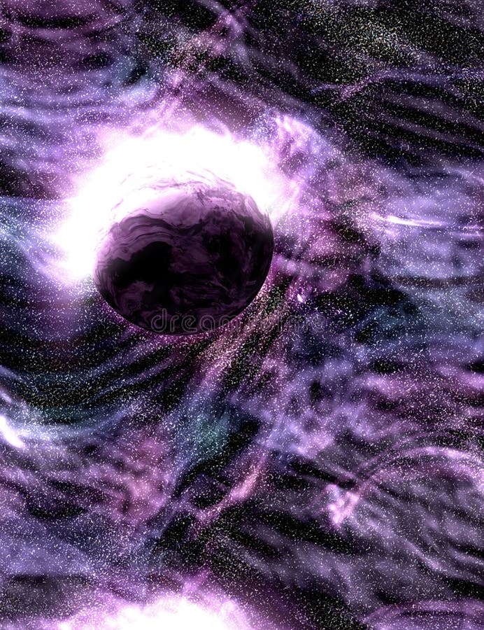 Dead Lava Planet in Cold Sapce with Big Sun Stock Illustration ...