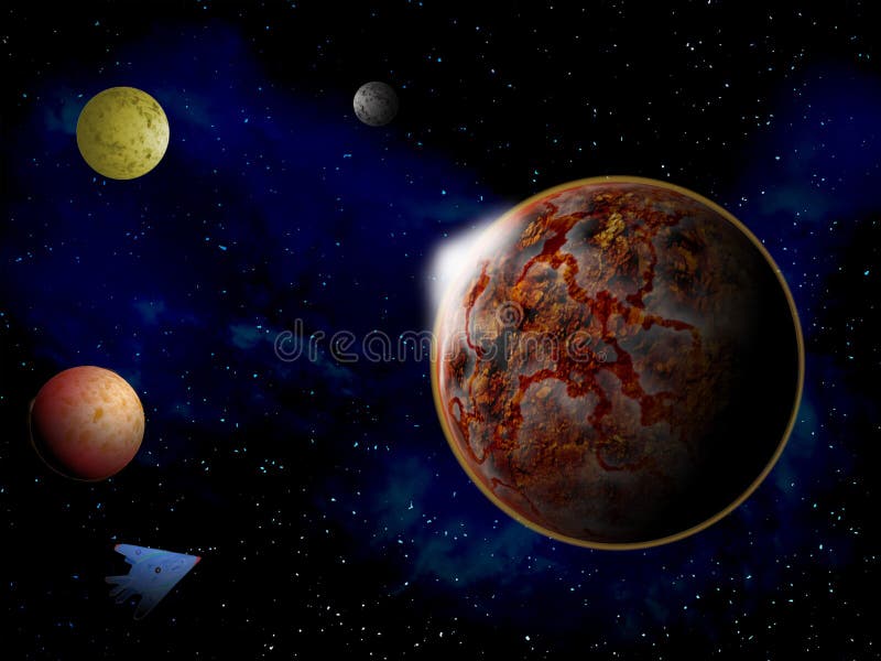 Planet in Space Around Bright Stars 3d Illustration Stock Illustration ...