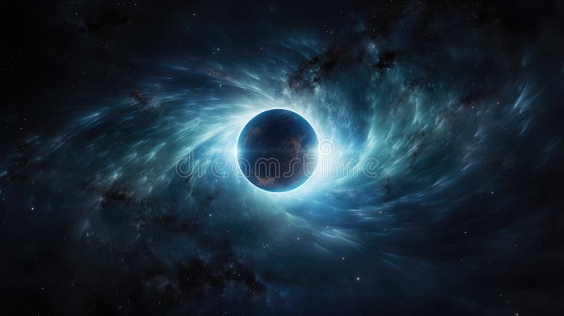 Planet in Space. Blue Star Formed in an Eclipse. Abstract Galaxy Stock ...
