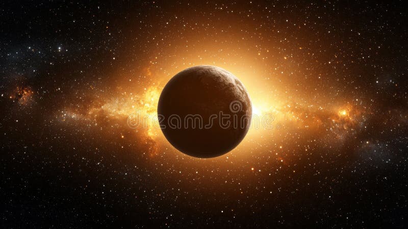 A Planet in Space with a Bright Light Behind it. Stock Image - Image of ...