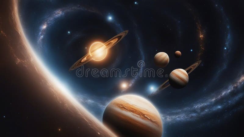 Planet in Space _A Cosmic View of Planets and Galaxy in Deep Space. the ...