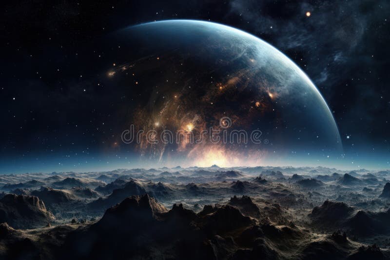 Planet space. Generate Ai stock illustration. Illustration of continent ...