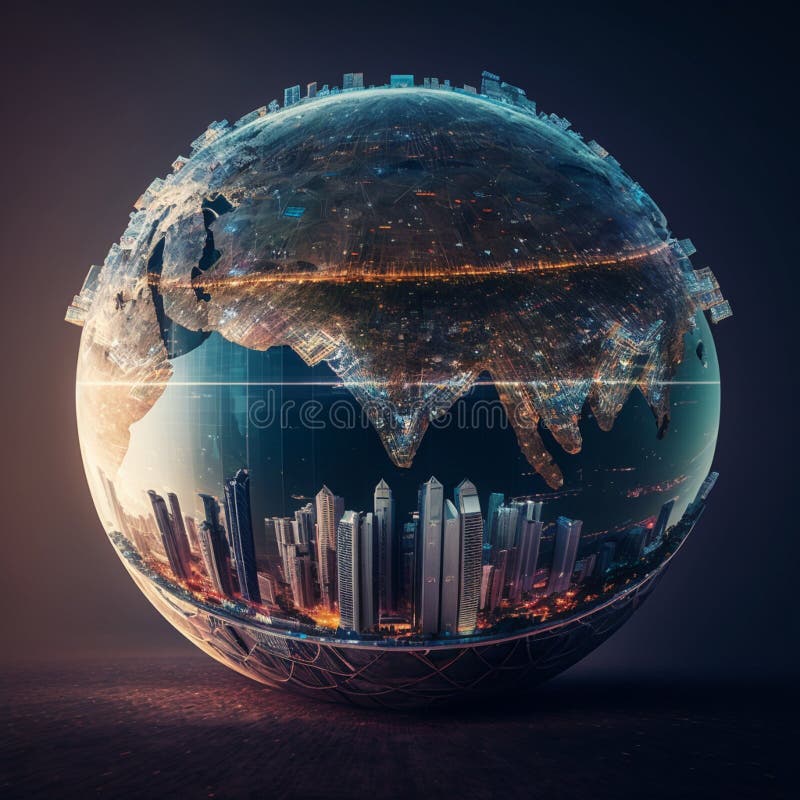 Planet in Space, the Earth in Galaxy, Digital Technology Concept by ...