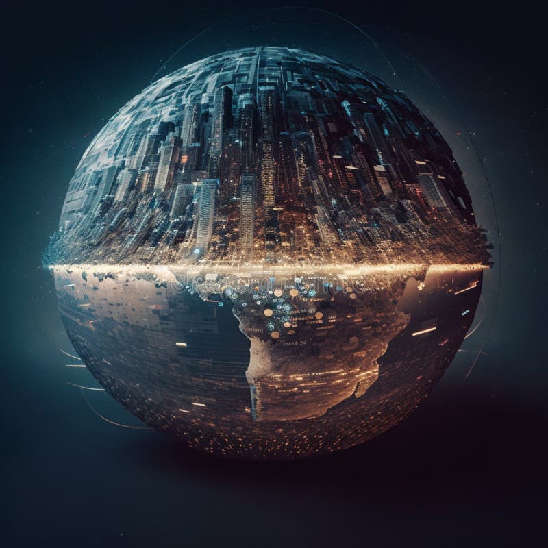 Planet in Space, the Earth in Galaxy, Digital Technology Concept by ...