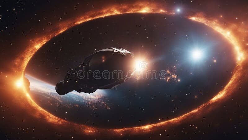 Planet in Space Exploding Black Hole, Alien Spaceship in the Universe ...