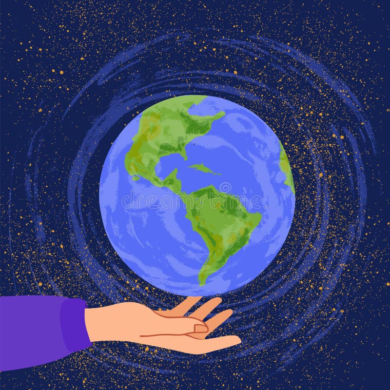 A Planet in Space with a Hand Holding it. Design a Poster or Leaflet ...