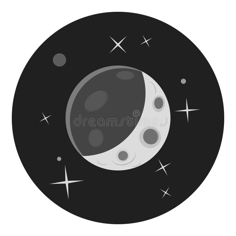 Planet in Space Icon, Gray Monochrome Style Stock Illustration ...