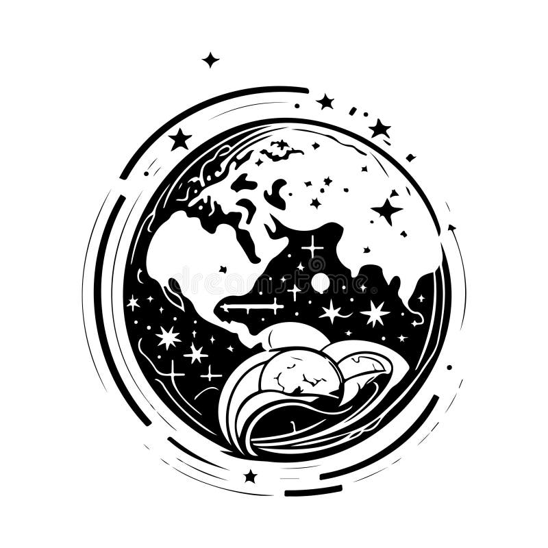 Planet Space Icon Hand Draw Black Colour Space Logo Symbol Perfect ...